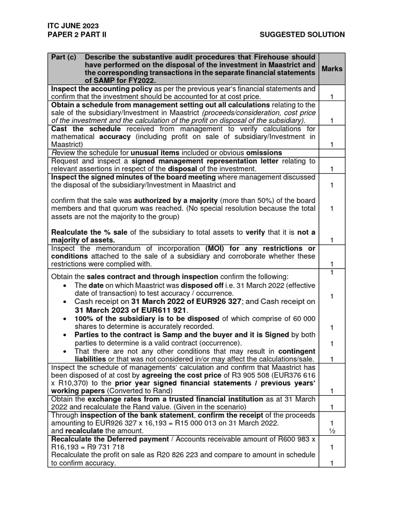 ITC June 2023 Paper 2 Part II Solution SAMP FINAL | PDF | Valuation ...