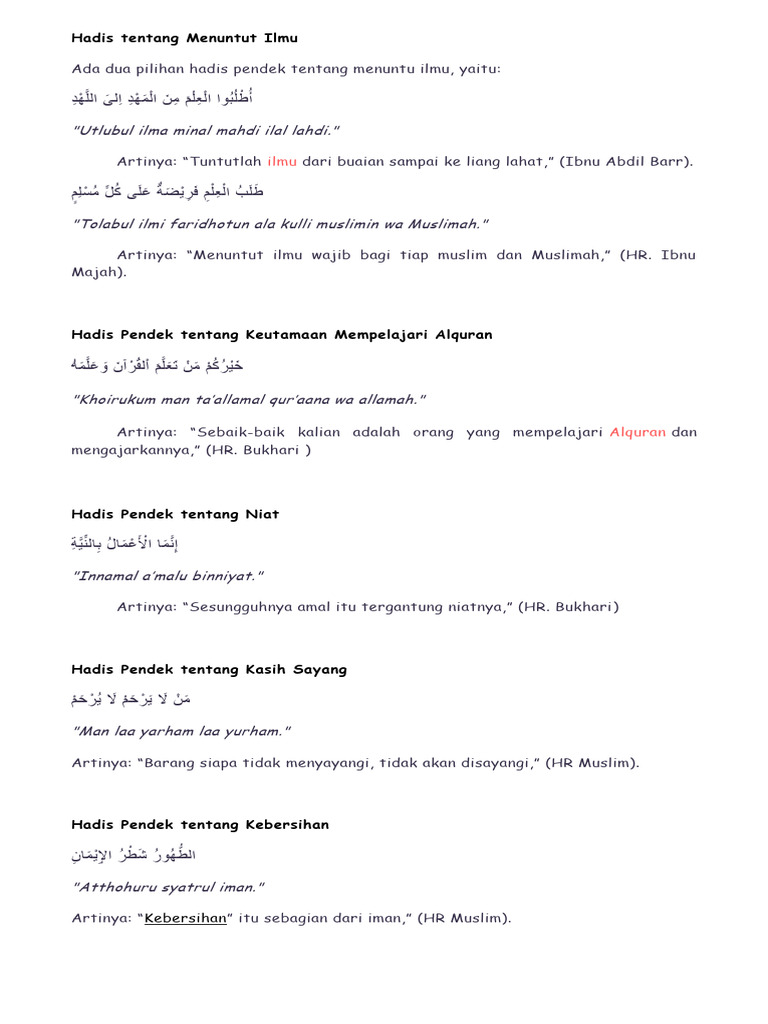 Hadis-Hadis Pendek | PDF