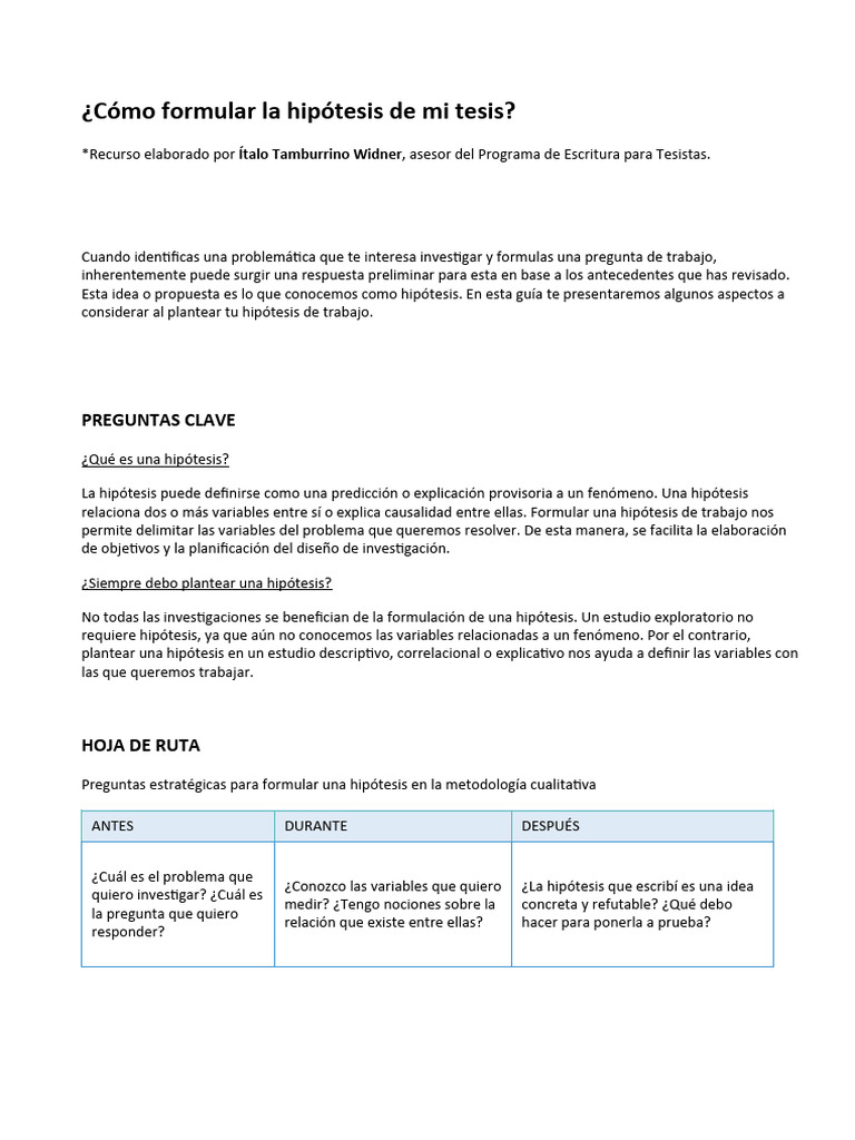 Cómo formular la hipótesis de tesis | PDF | Hipótesis | Variable ...