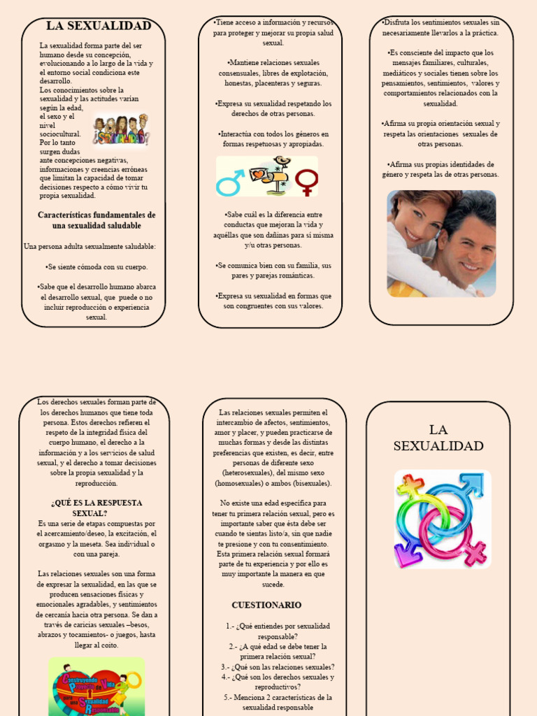 Triptico de La Sexualidad 2 | PDF | La sexualidad humana | Relaciones sexuales