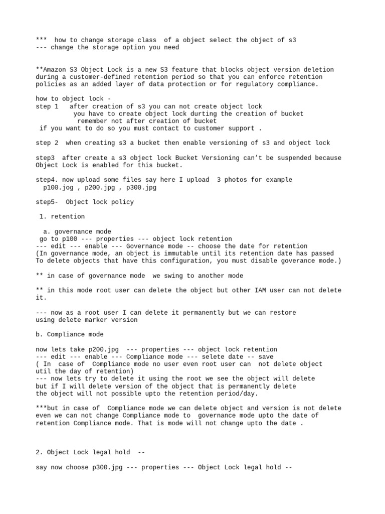Object Lock Steps + S3LifeCycle Managment | PDF | Computer Science | Data Management