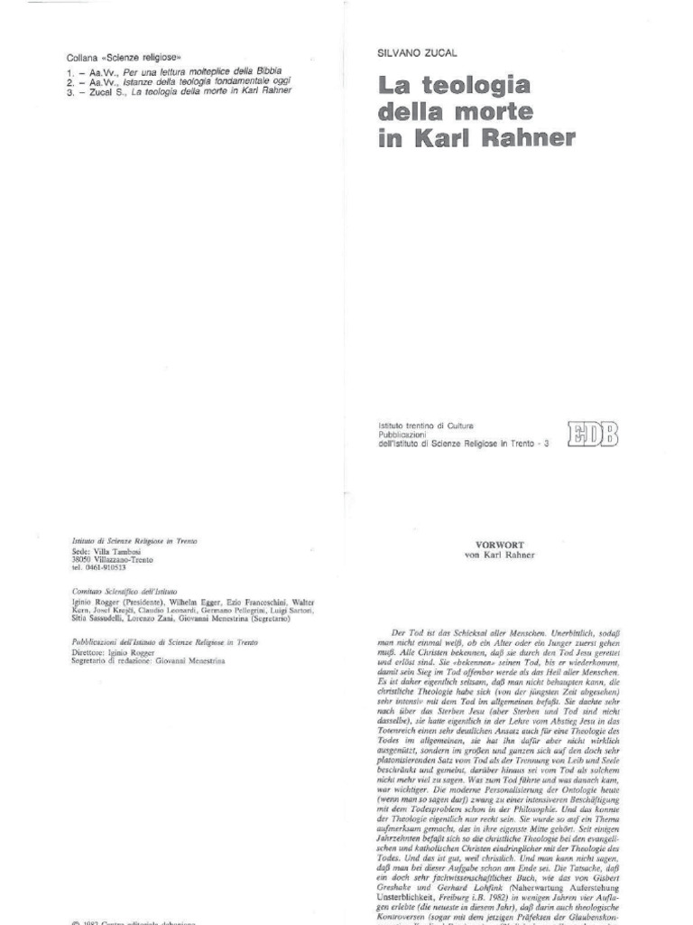 La Teologia Della Morte in Karl Rahner | PDF