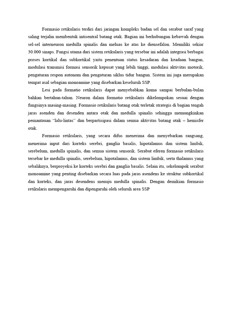 Formasio Retikularis Terdiri Dari Jaringan Kompleks Badan Sel Dan ...