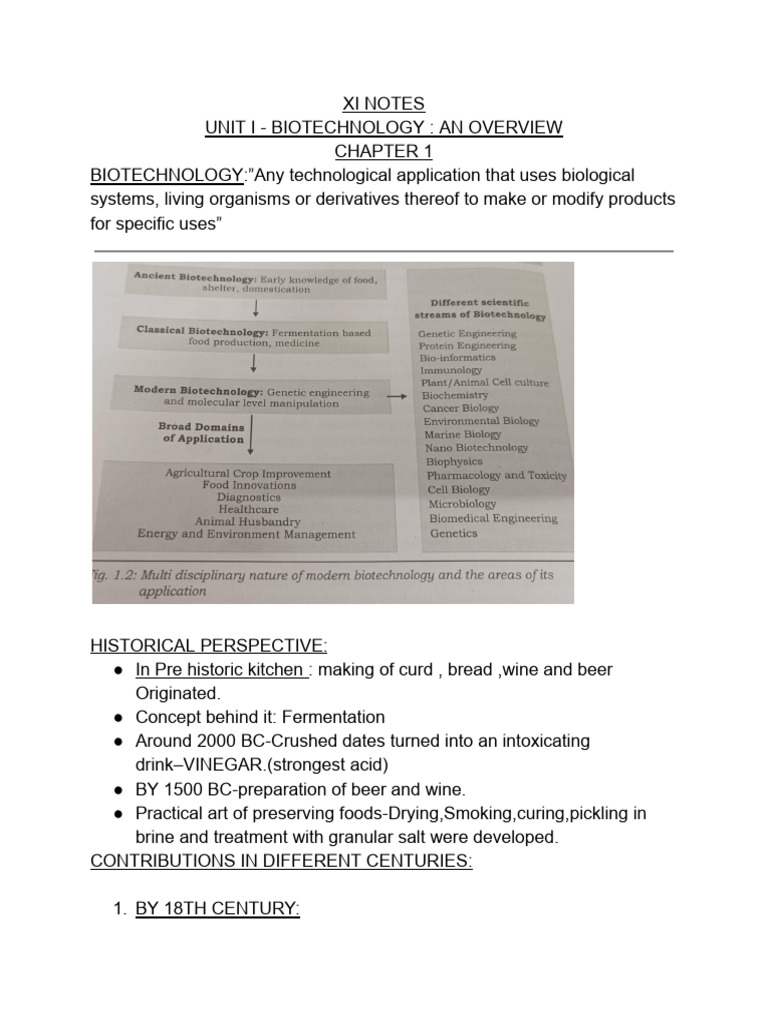 XI NOTES CH 1 AN OVERVIEW. | PDF | Cloning | Fermentation