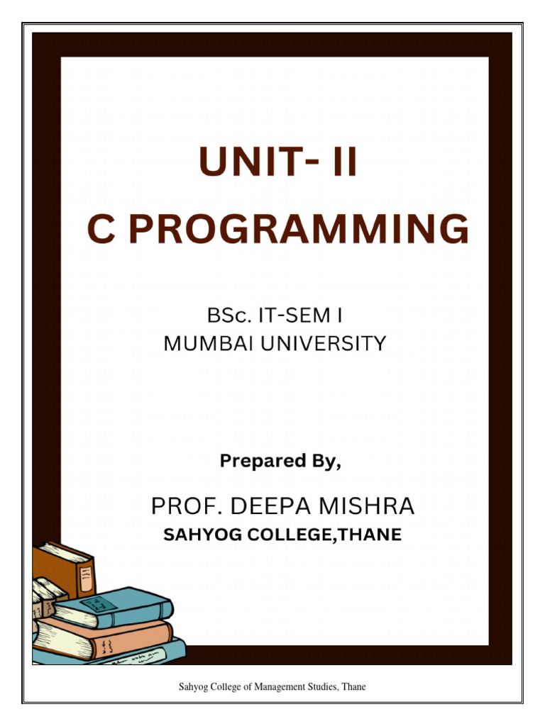 UNIT-II C LANGUAGE FYBsc It | PDF | Integer (Computer Science ...