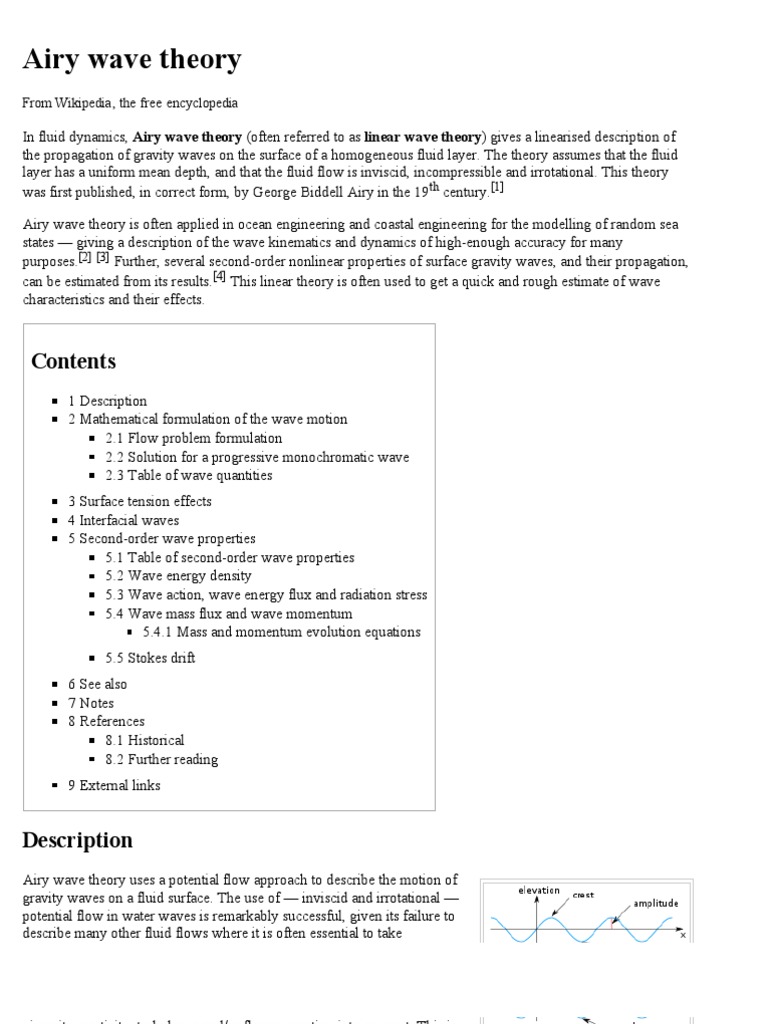 Airy Wave Theory | PDF | Wavelength | Waves