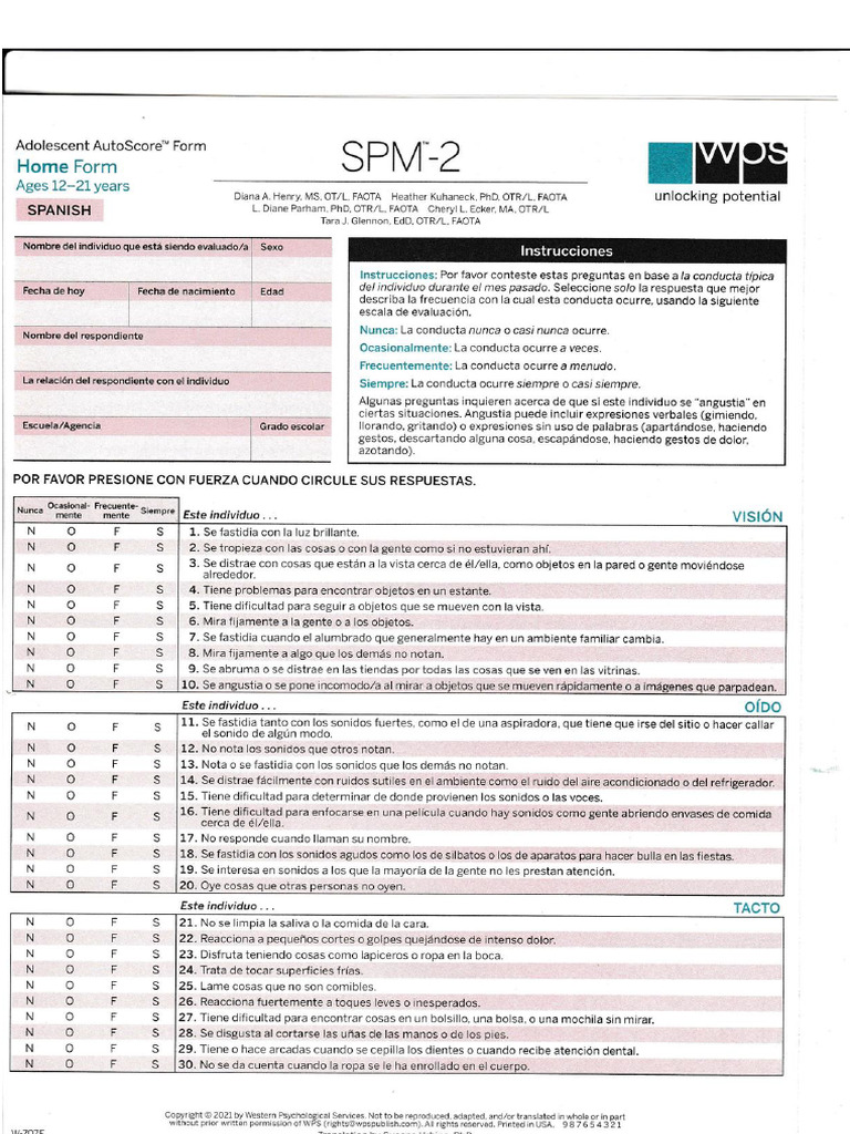 SPM2 Adolescentes Hogar | PDF
