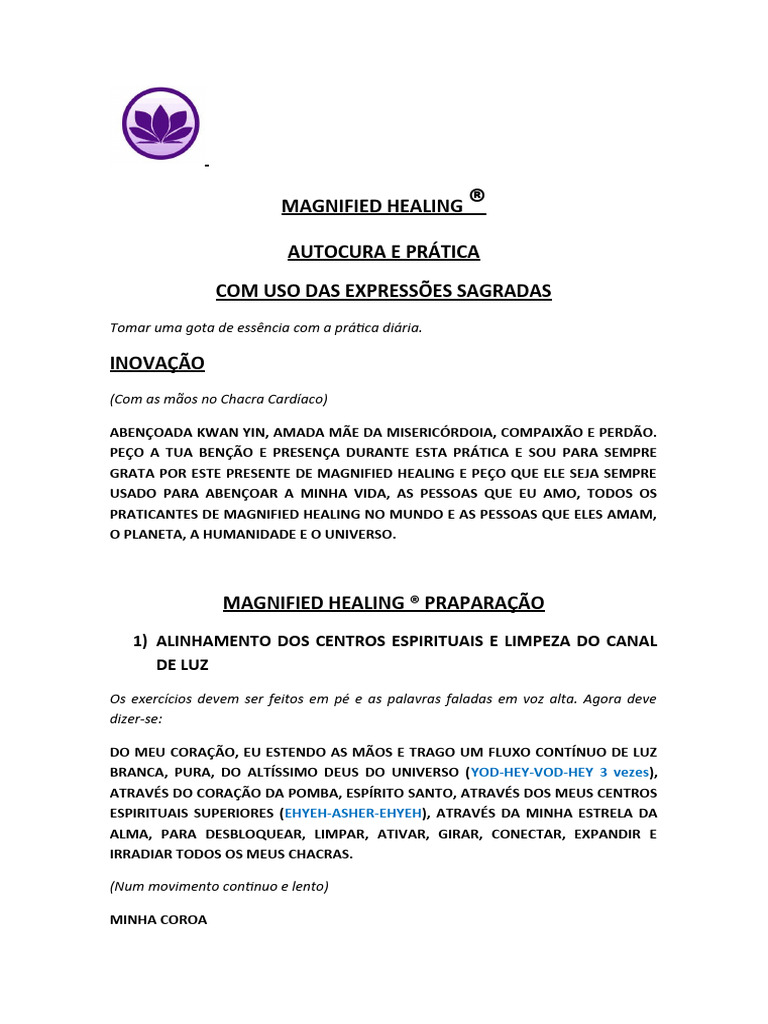 Prática de Magnified Healing 1º Fase | PDF | Chacra | Coração