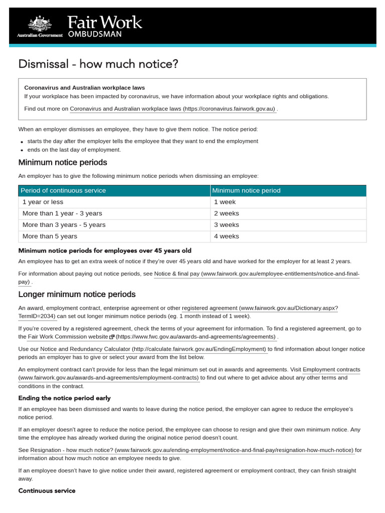 Dismissal - How Much Notice | PDF | Employment | Welfare State