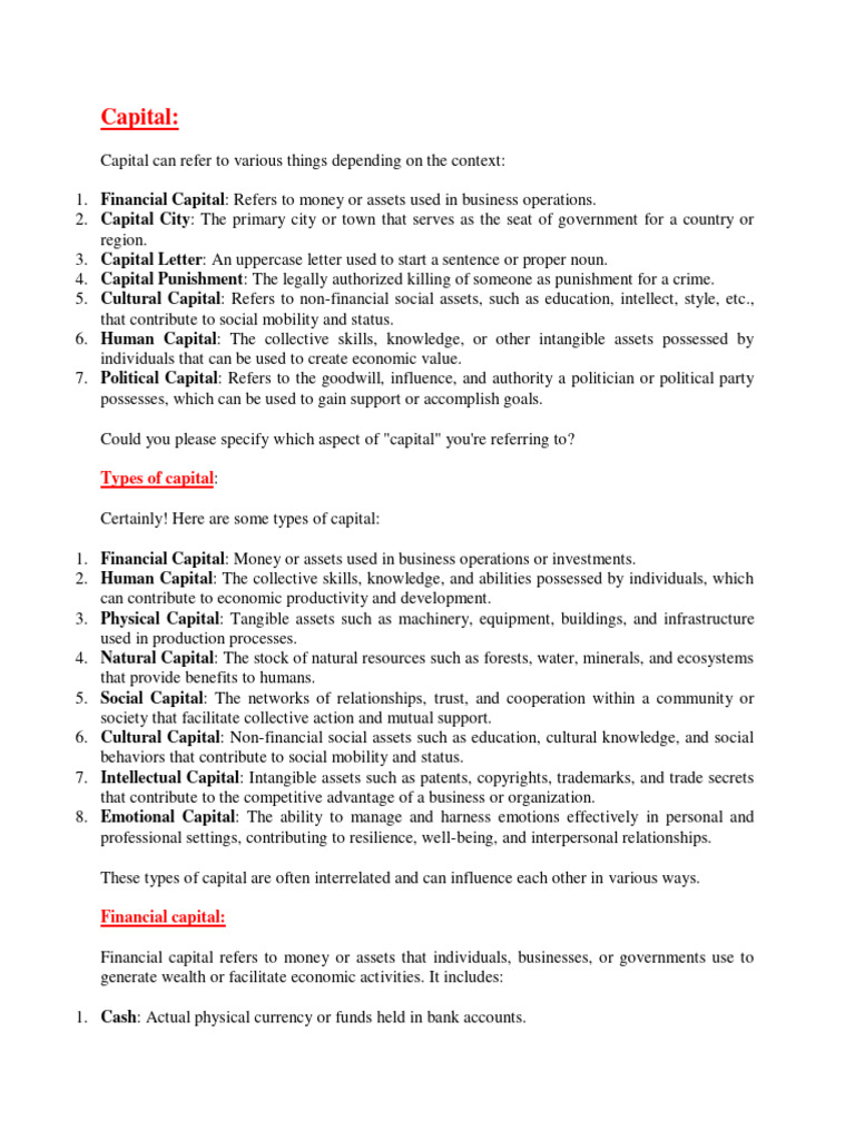 Capital | Download Free PDF | Stocks | Capital (Economics)