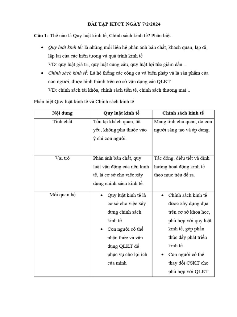 Bài tập KTCT | PDF