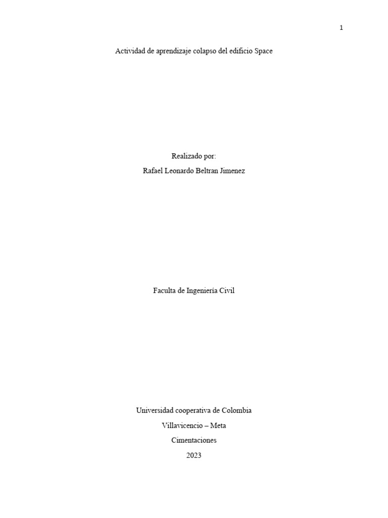 Análisis del Colapso del Edificio Space | PDF | Fundación (Ingeniería) | Hormigón