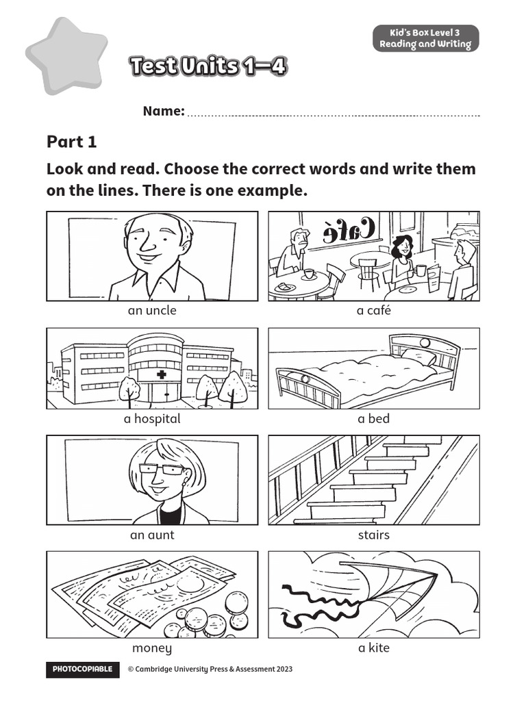 KidsBox Level3 Test Units 1-4 Reading and Writing 1 | PDF