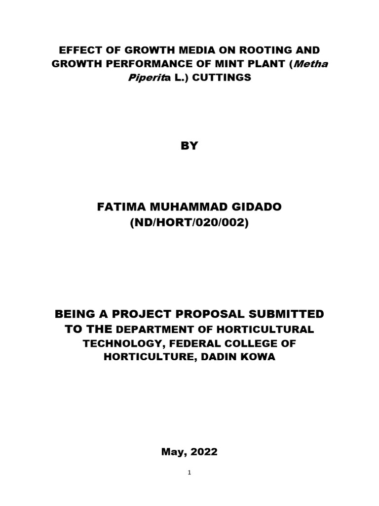 Fatima Muhammad Gidado | PDF | Mentha | Root