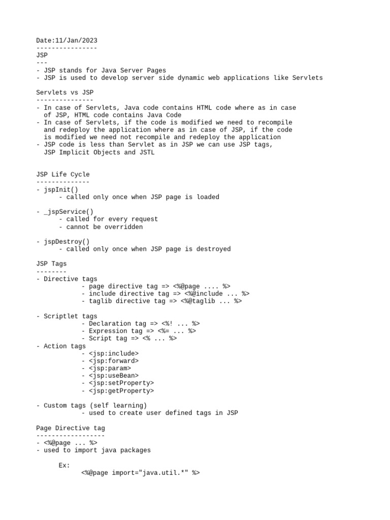 JSP - Part-1-11-Jan-2023 | PDF | Systems Architecture | Software