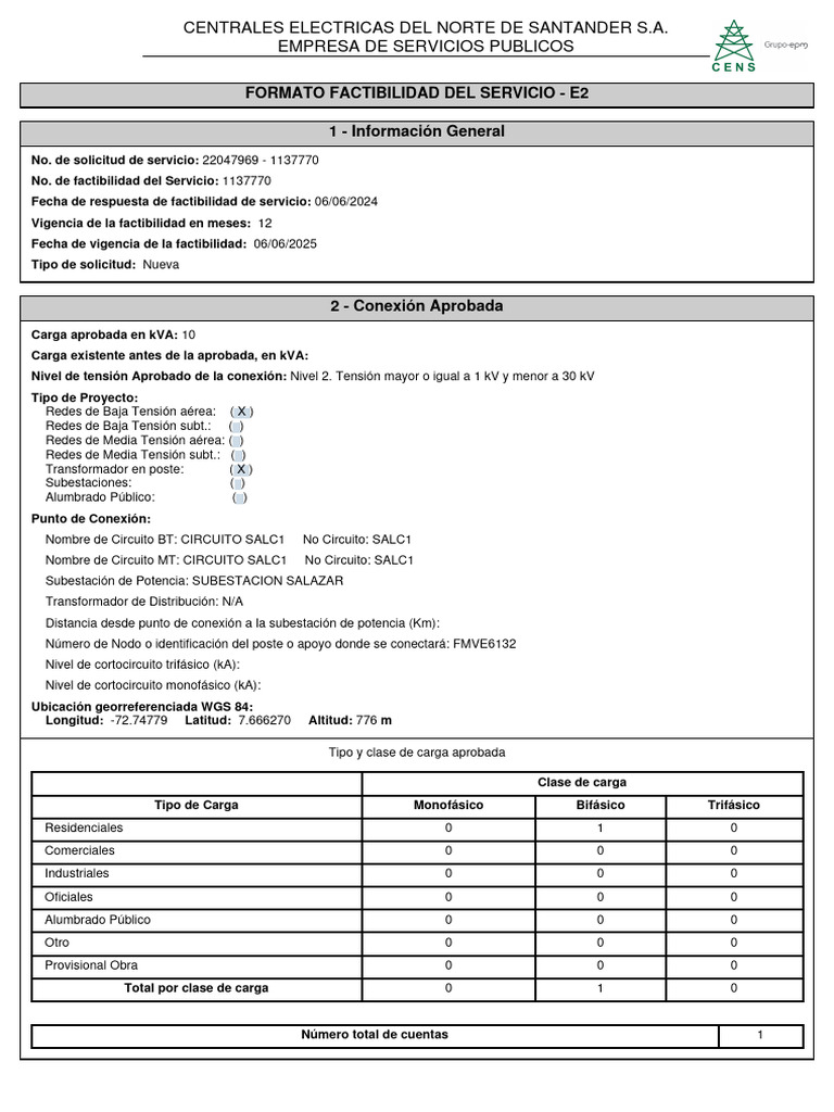 Factibilidad de Servicio Eléctrico | PDF | Transformador | Subestacion electrica