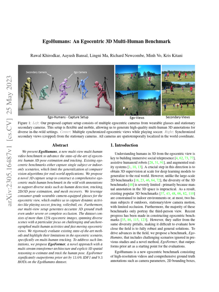 EgoHumans An Egocentric 3D Multi-Human Benchmark | PDF | Computer Vision | Camera