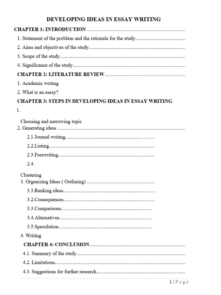 Developing Ideas in Essay Writing | PDF | Essays | Brainstorming