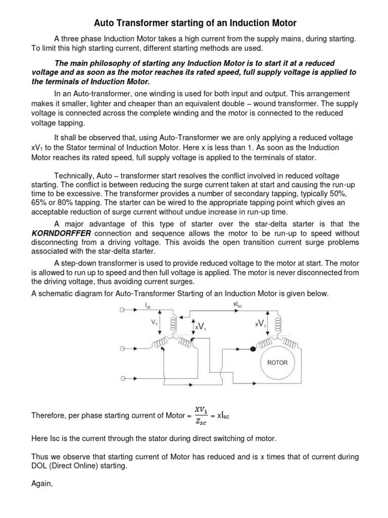 11 Induction Motor - Auto Transformer Start | PDF | Electricity ...