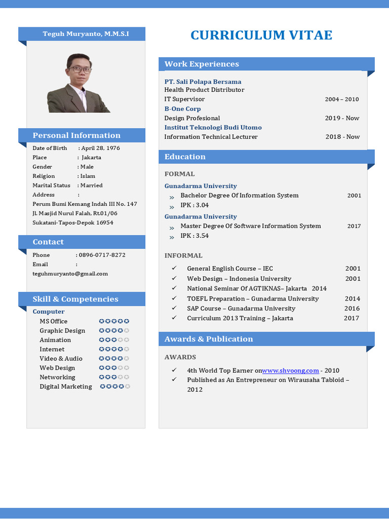 CV Teguh Muryanto-B.One | PDF | Computing