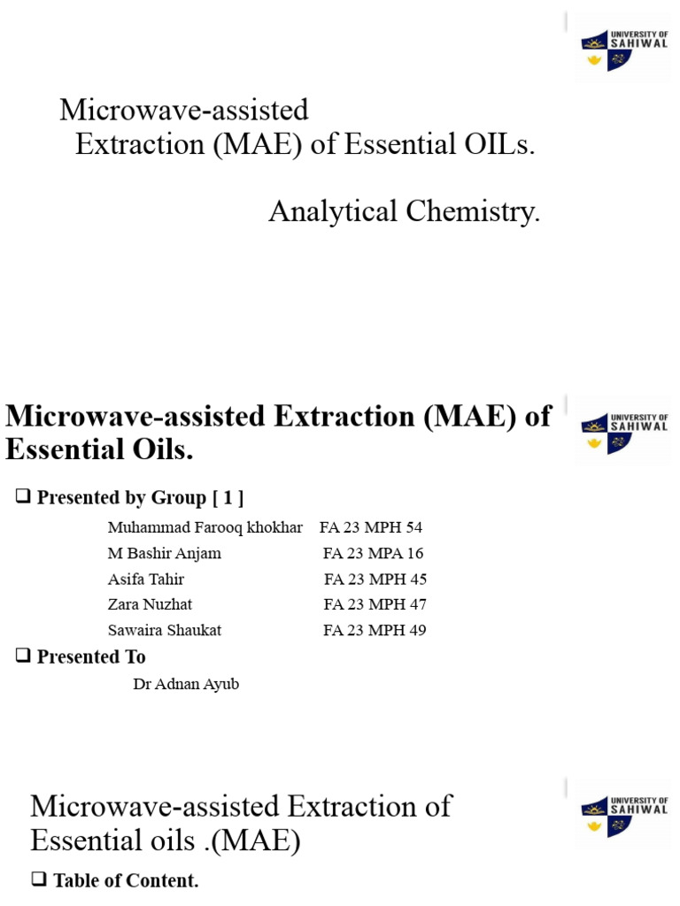 Microwave Assisted Extraction | PDF | Solvent | Essential Oil