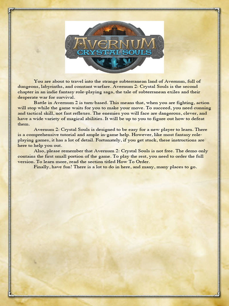 Avernum 2 Instructions | PDF | Menu (Computing) | Computer Keyboard