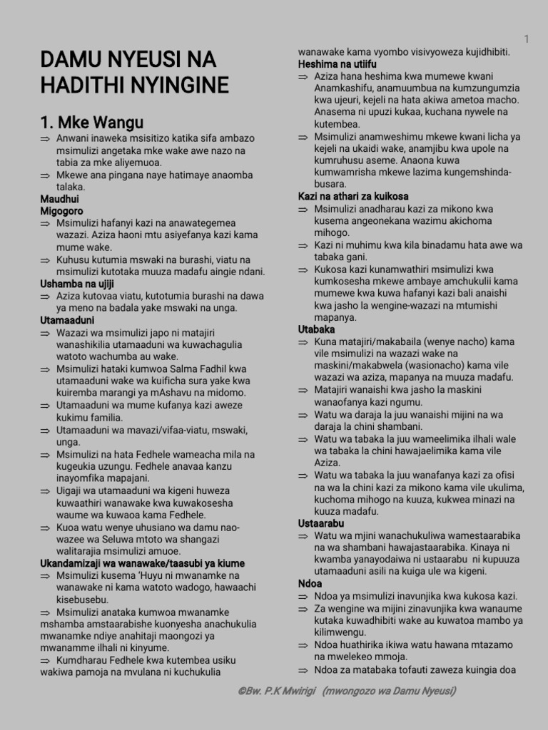 Damu Nyeusi Notes1 | PDF