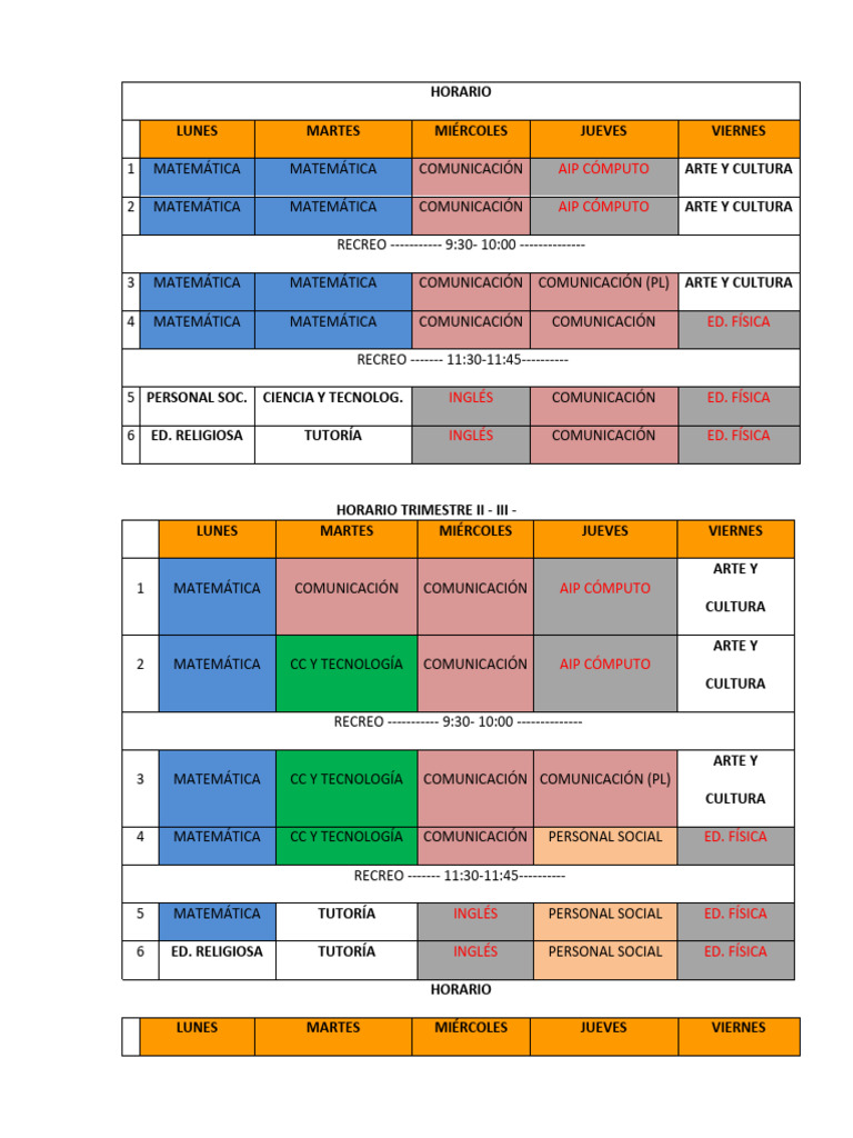 Horario 2018 Elegante 2 Horarios | PDF | Ciencias sociales