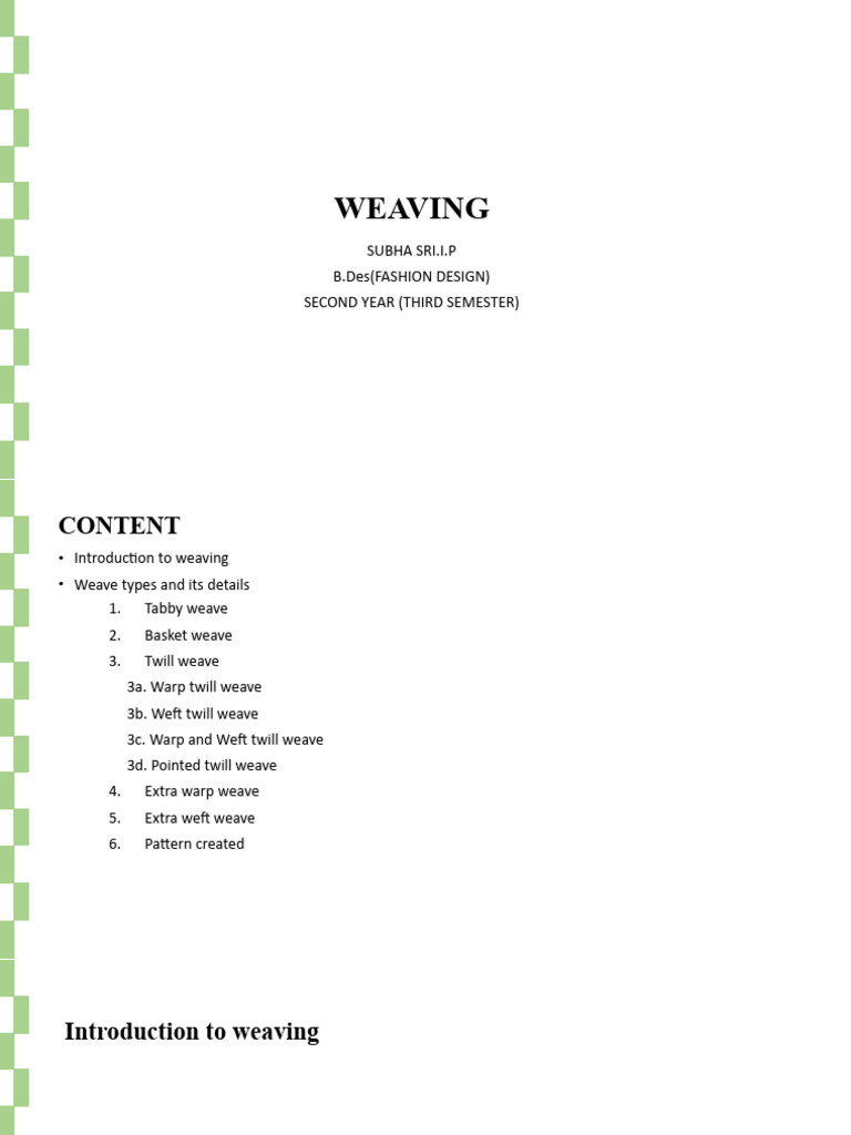 WEAVING | PDF | Weaving | Textile Arts