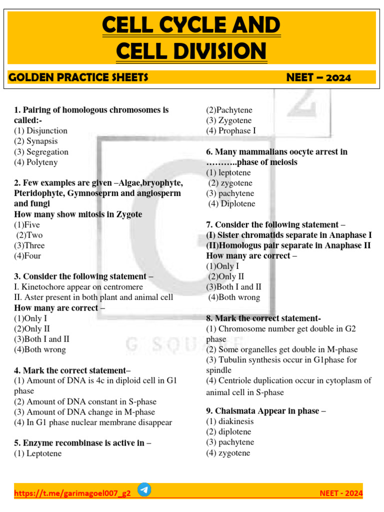 Gold DPP of Cell Division by Garima Mam | PDF | Meiosis | Mitosis