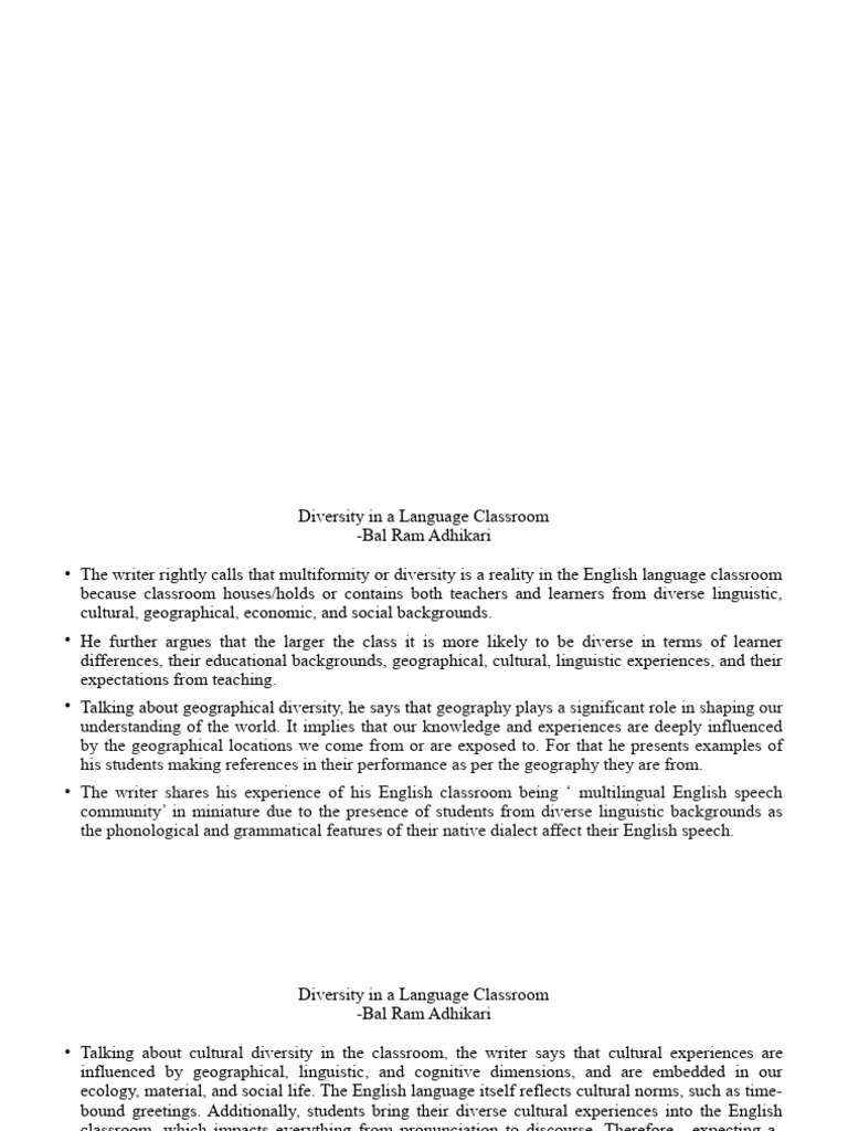 Diversity in A LG Classroom | PDF | English Language | Perception