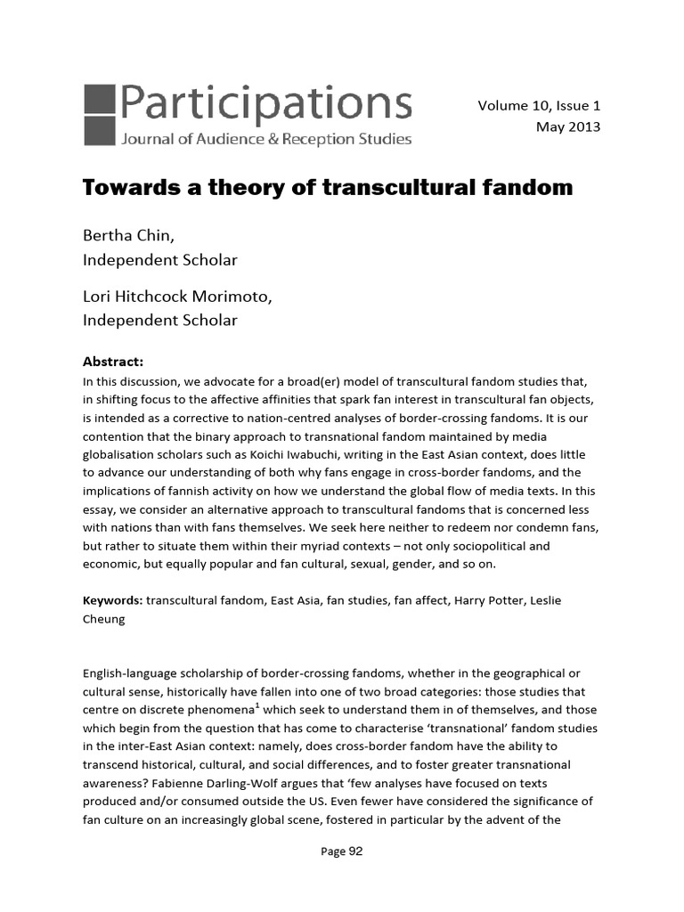 Towards A Theory of Transcultural Fandom | PDF | Fandom