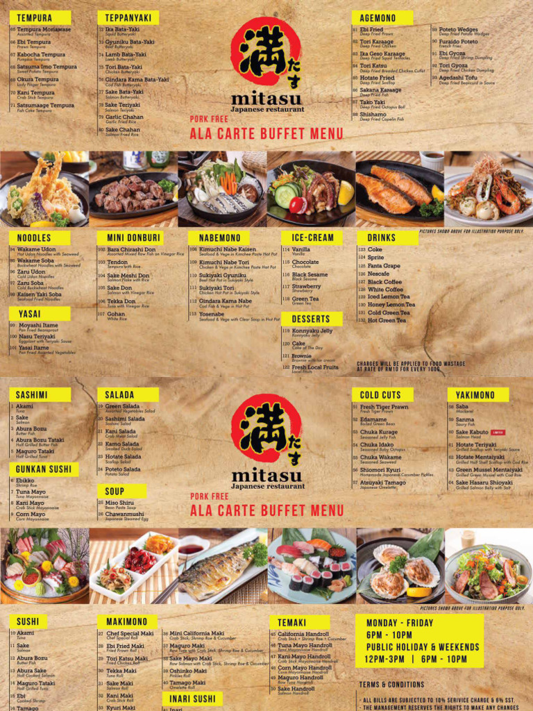 Ala Carte Buffet Menu | PDF