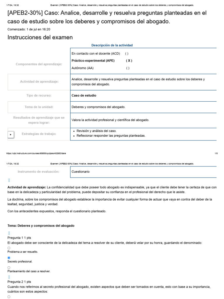 Examen - (APEB2-30%) Caso - Analice, Desarrolle y Resuelva Preguntas Planteadas en El Caso de ...