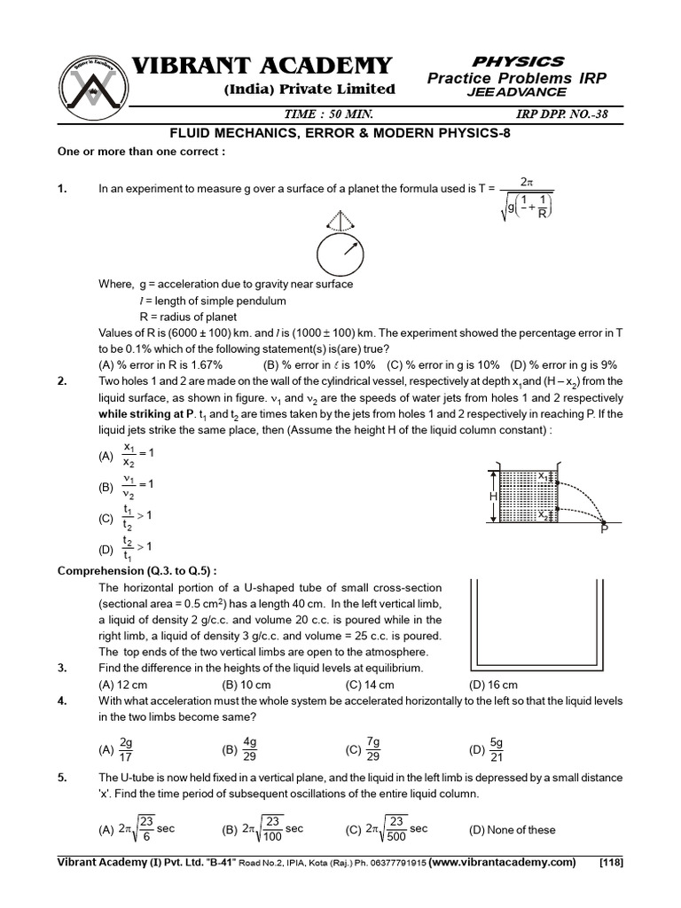 IRP DPP-38 - Without Answer - Send | PDF | Force | Liquids