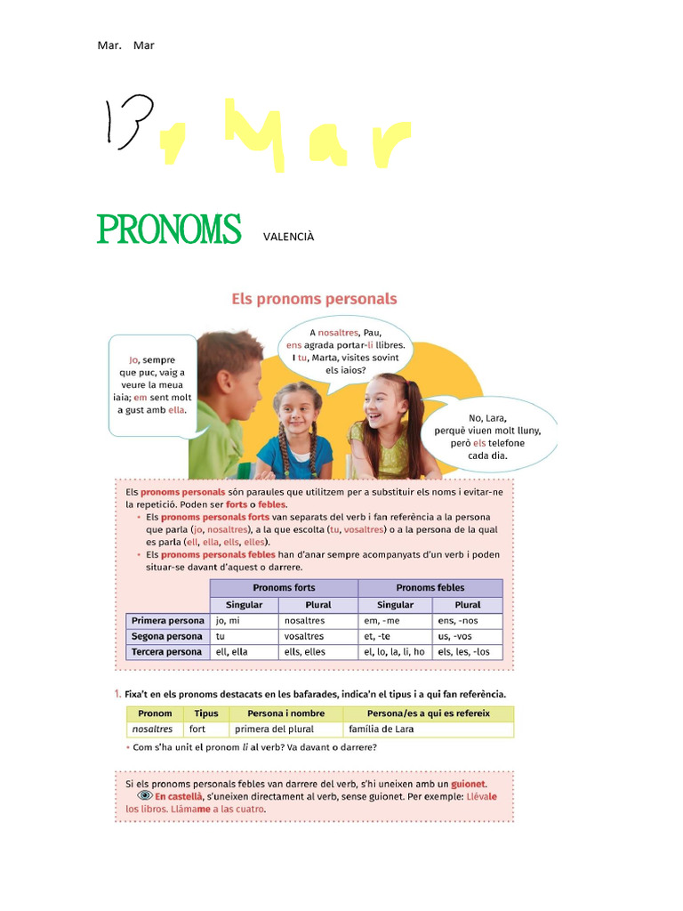 Pronoms Valenciano I Accent Diacritic | PDF