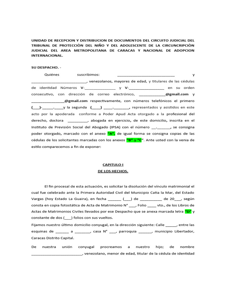 Solicitud De Divorcio Pdf Divorcio Matrimonio