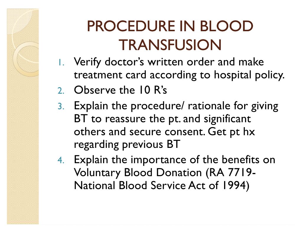 Procedure in Blood Transfusion | PDF