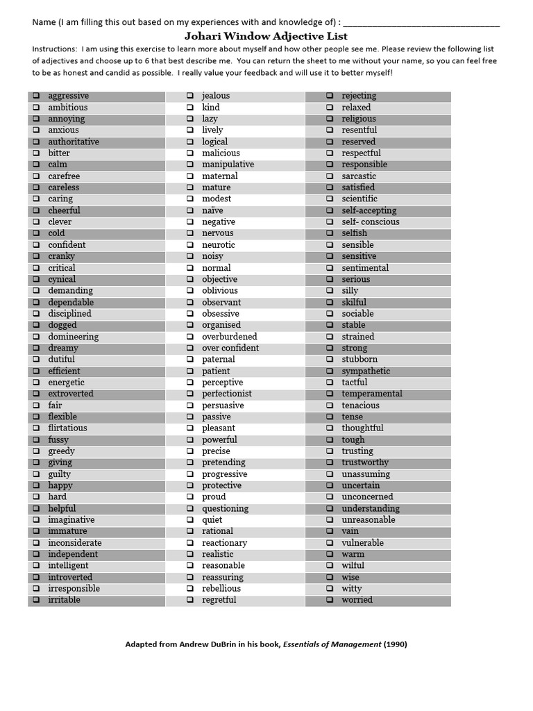 M3 Johari Window Workbook Version 3 240328 202656 | PDF | Extraversion ...