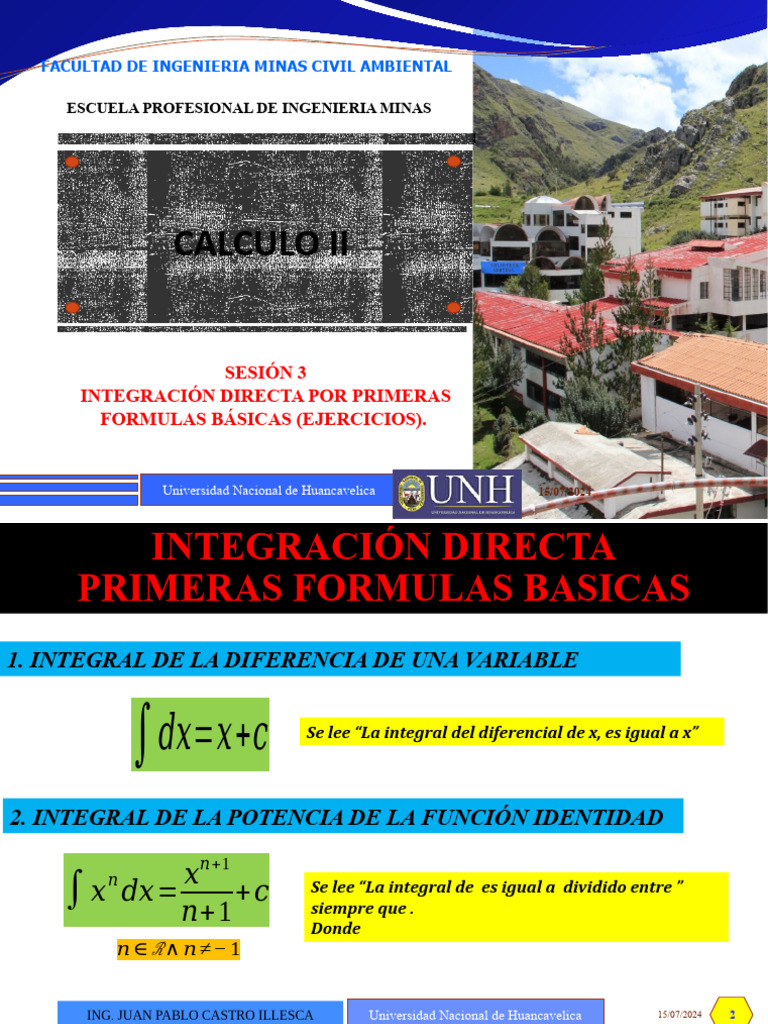 Sesion 3 Integral Indefinida, Primeras Formulas Basicas | PDF | Integral | Funcion exponencial