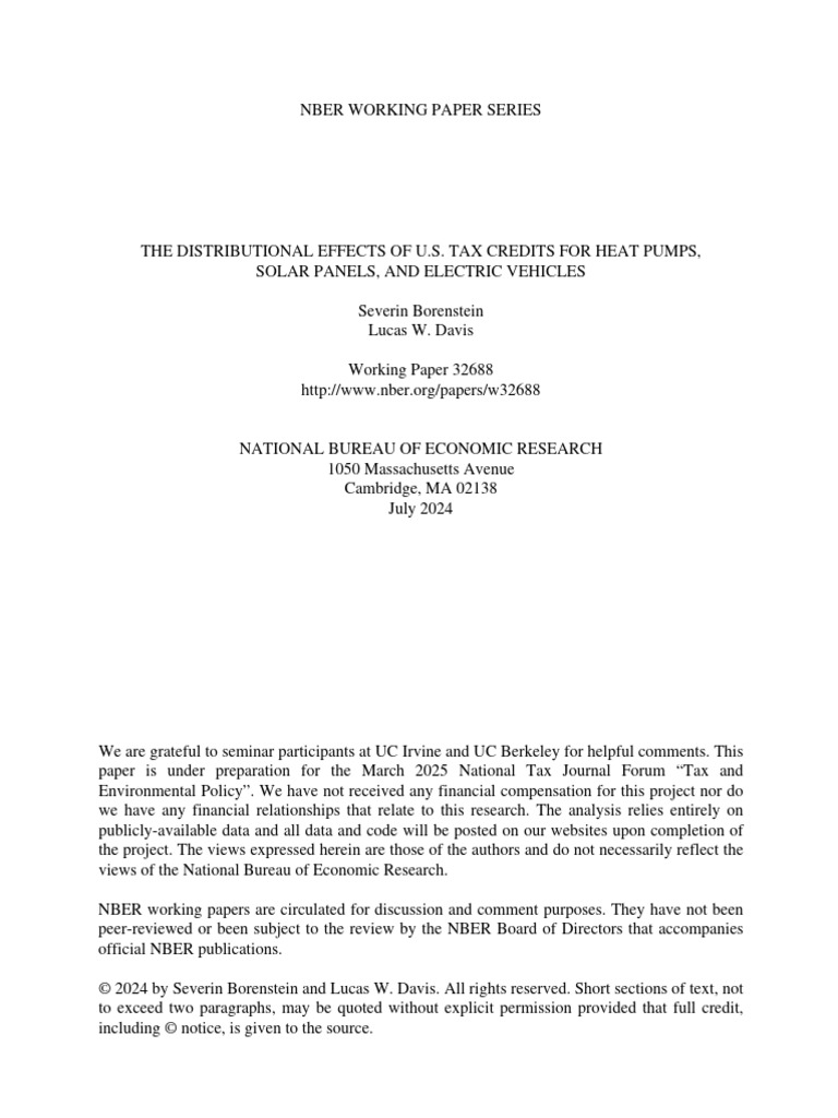 NBER Working Paper Energy - 071524 | PDF | Taxes | Hybrid Electric Vehicle