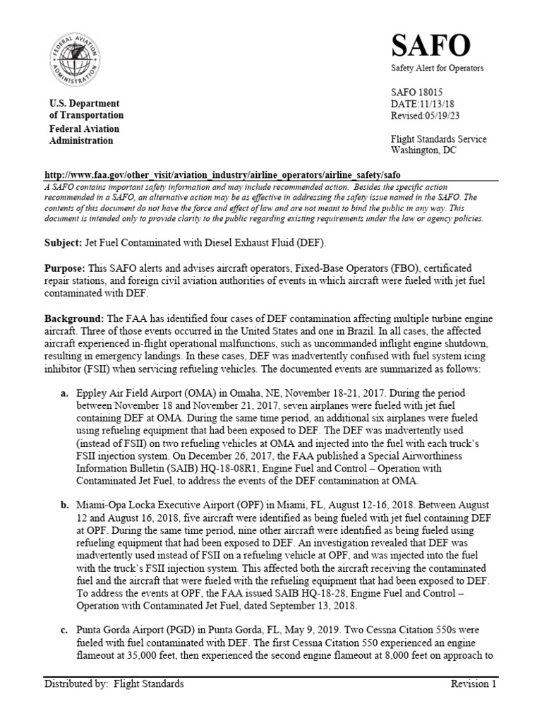 Jet Fuel Contaminated With Diesel Exhaust Fluid DEF 1685384785 | PDF ...