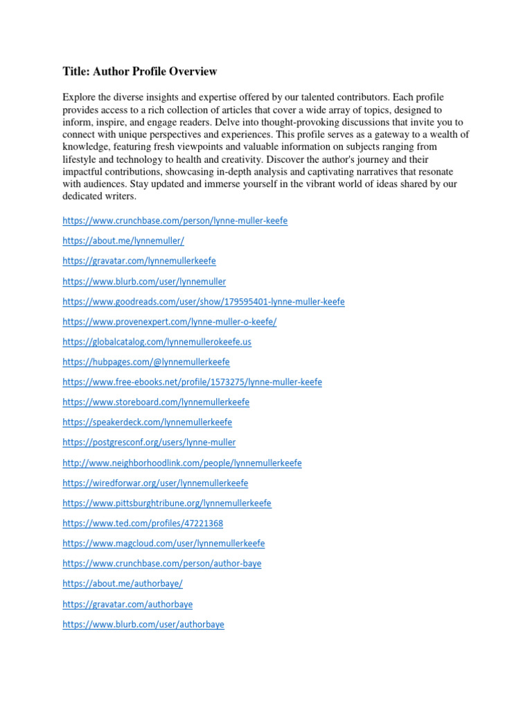 Author Profile Overview | PDF | Human Communication