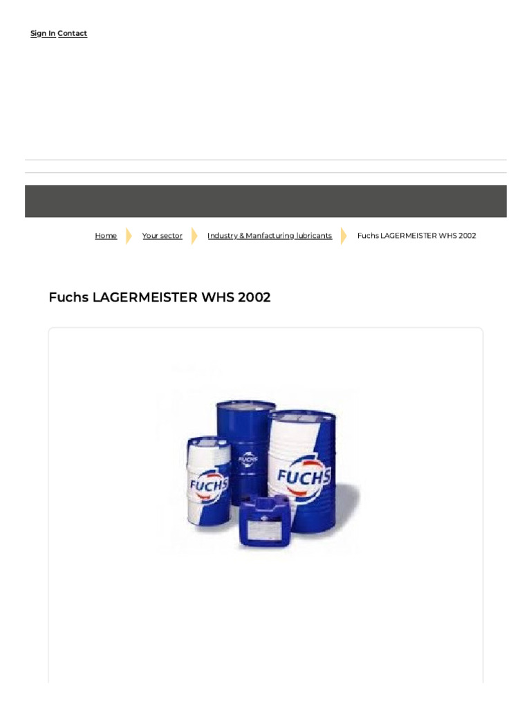 Fuchs Lagermeister WHS 2002 Overview | PDF | Lubricant | Materials