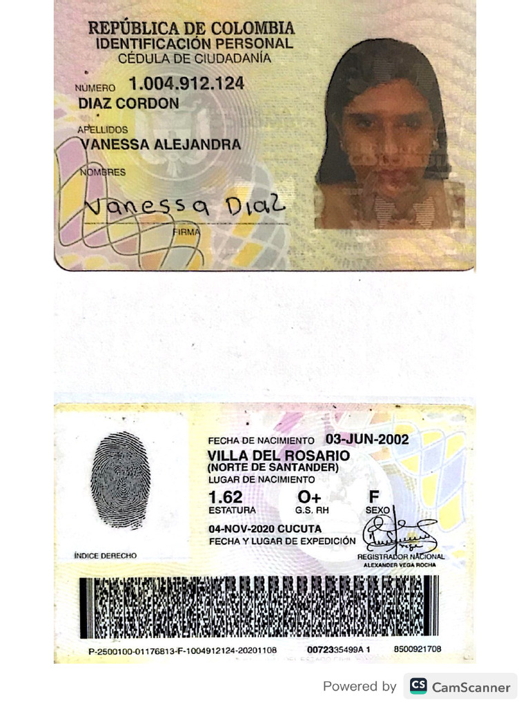 Cedula Vanessa Diaz | PDF