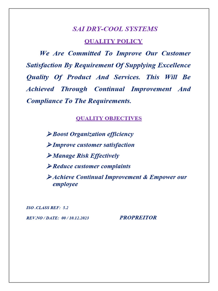 Sds - Quality Policy | PDF