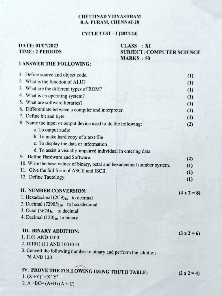 ct1 Previous Year Paper | PDF | Office Equipment | Computing