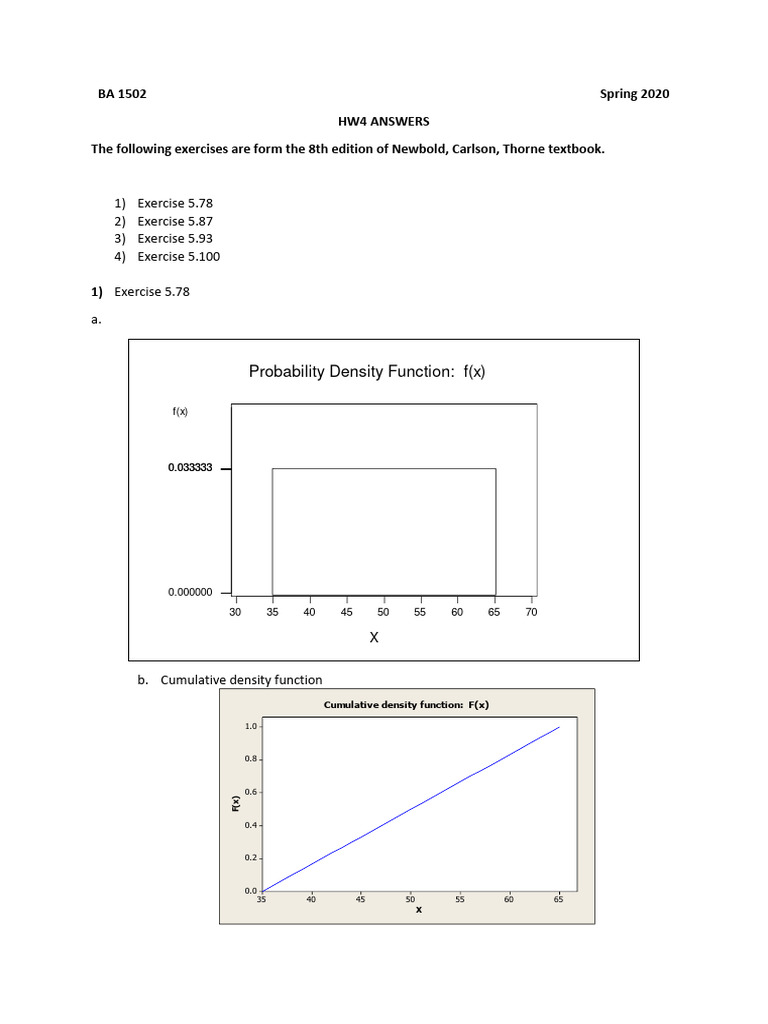 BA 1502 HW 4 Answers | PDF | Functions And Mappings | Probability Theory