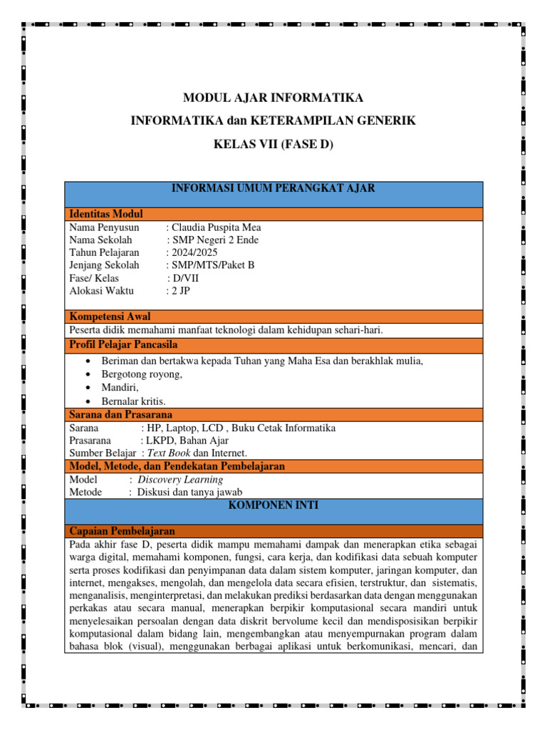 Modul Ajar Informatika Dan Keterampilan Generik | PDF | Karier ...