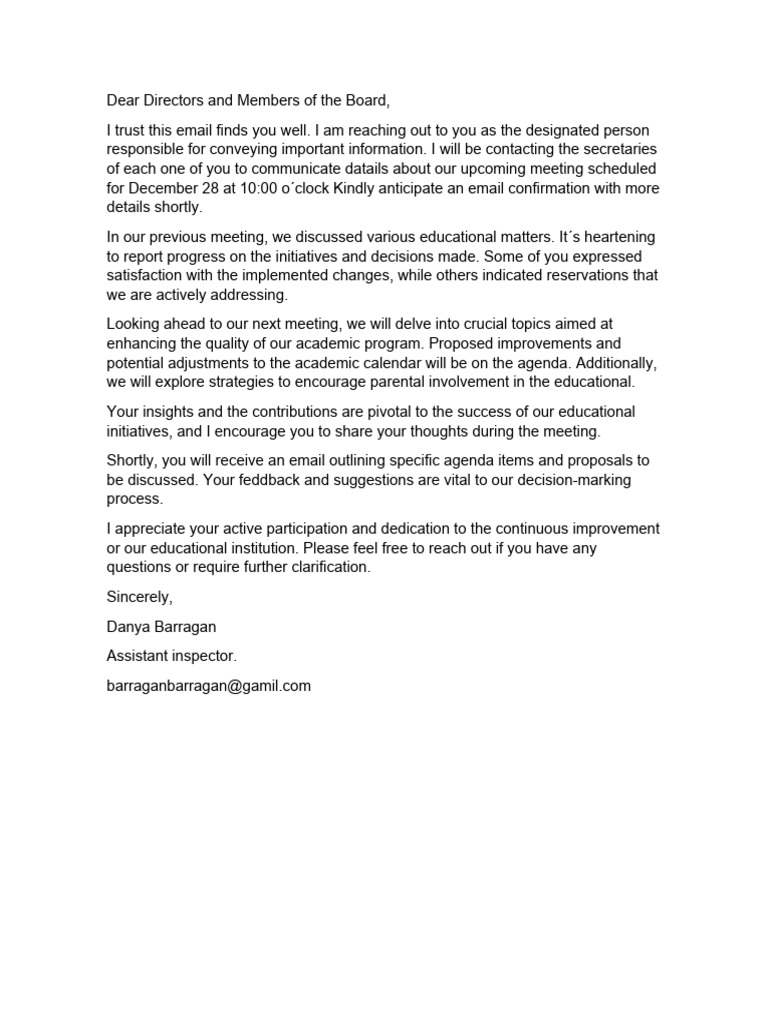 Dear Directors and Members of The Board | PDF | Career & Growth | Business